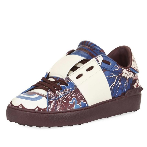 Valentino | Shoes | Valentino Rockstud Open Mime Floralprint Leather ...